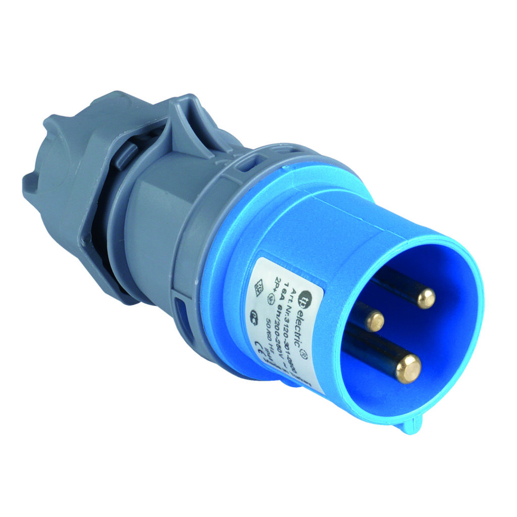 ESPIGA 16A 2P+T 6h IP44 AZUL - Equipo eléctrico industrial - Guatemala